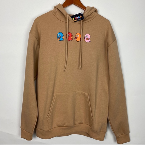 Pac Man | Sweaters | Rare Pac Man Hoodie Pullover 9s Nostalgia Tan ...